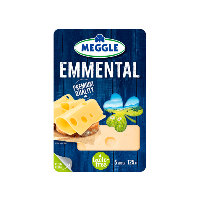 Ементал Сирене без лактоза на слайсове, 125 г - Meggle